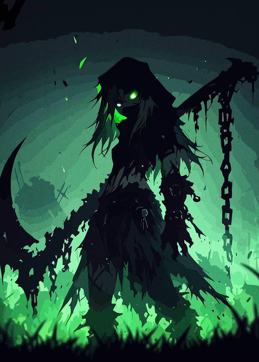 'Grim Reaper in Green Hues' Poster, picture, metal print, paint by ...