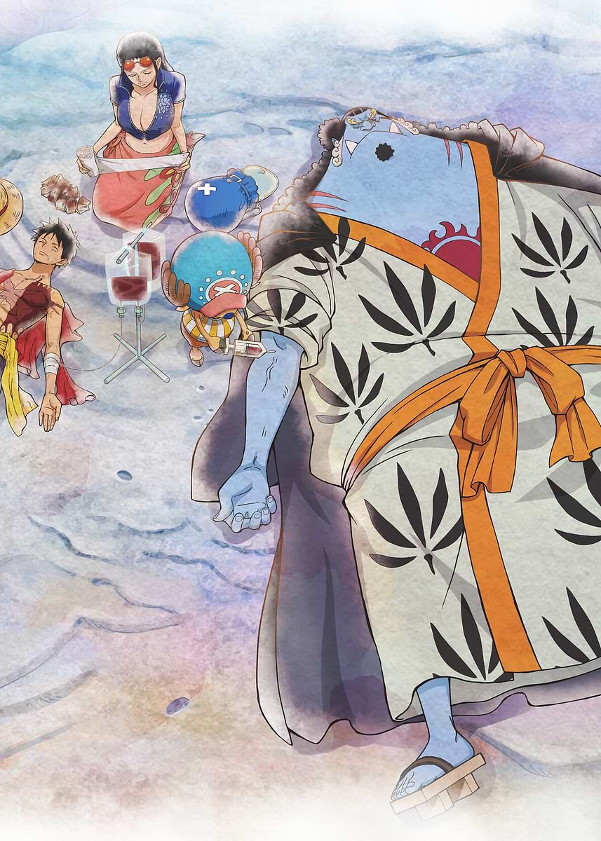 'Iconic Watercolor Luffy and Jinbe After Fishman Island Final Battle ...