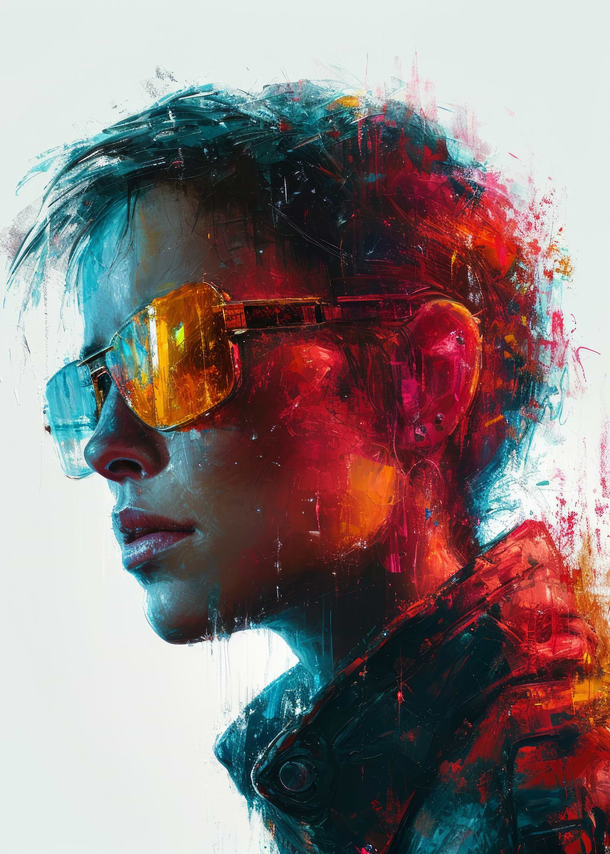 'Woman with Sunglasses, Abstract Portrait' Poster, picture, metal print ...