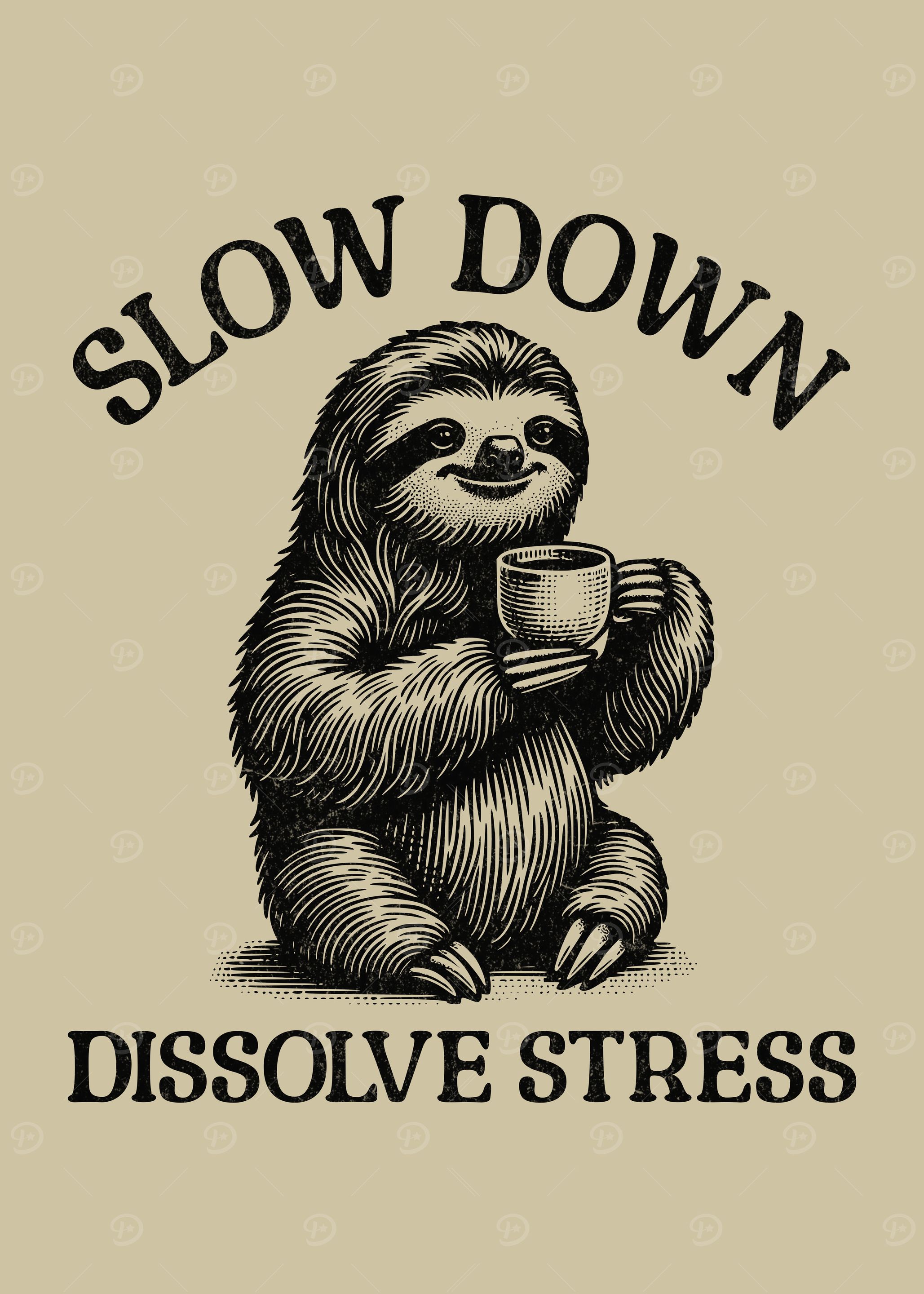 'Slow Down Dissolve Stress Peaceful Sloth Life Advice' Poster, picture ...