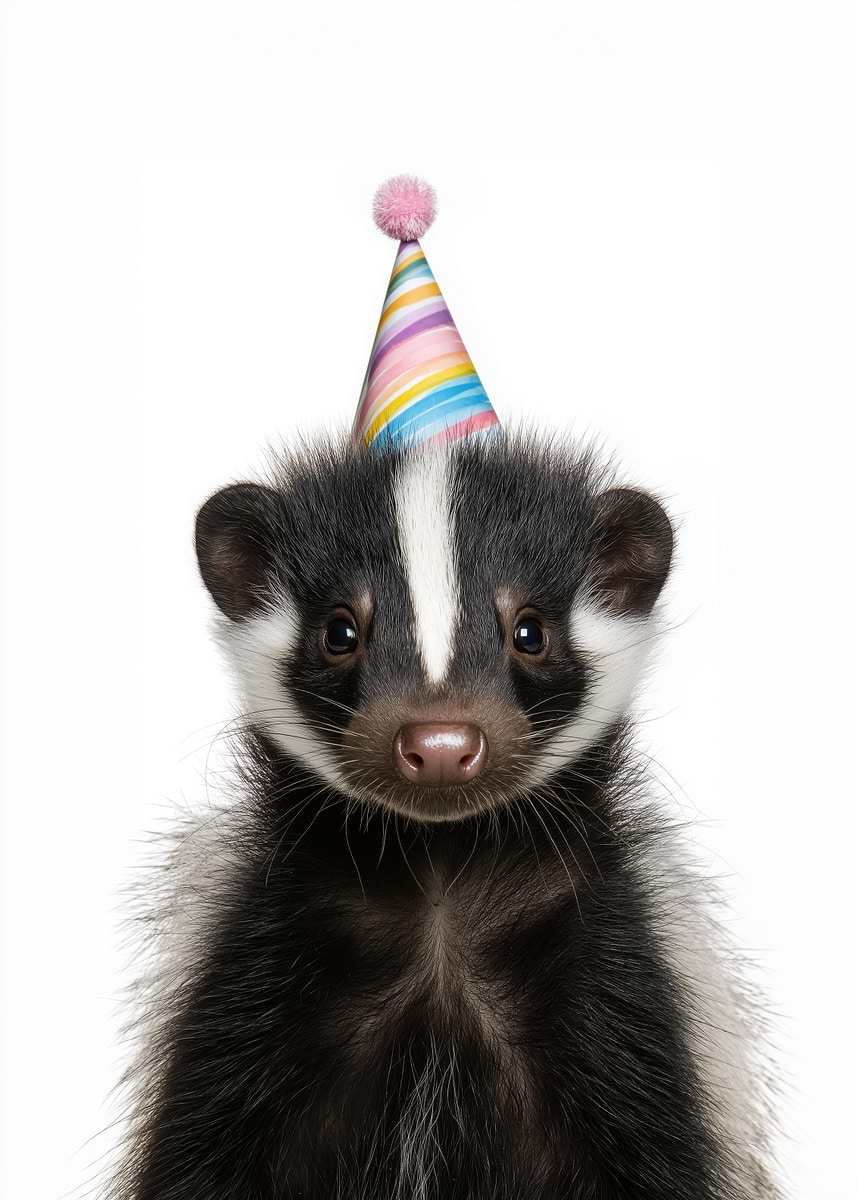 'Party Skunk Portrait' Poster, picture, metal print, paint by Lazy Owl ...