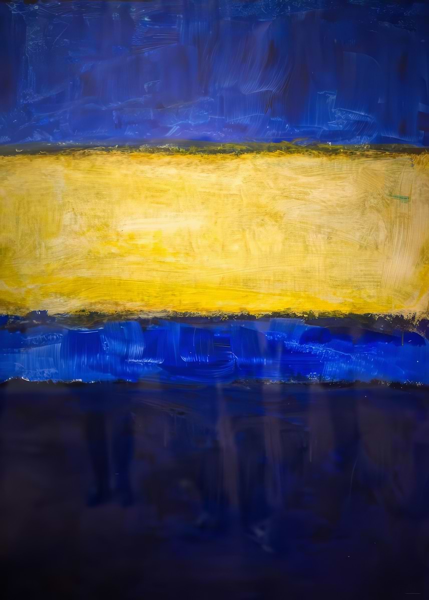 'Abstract Blue and Yellow Painting' Poster, picture, metal print, paint ...
