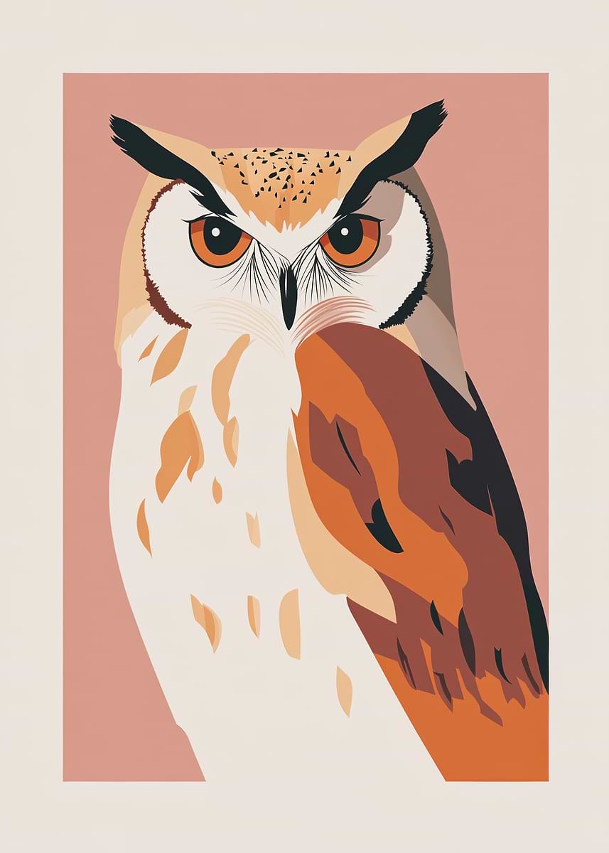 'Stylized Owl Portrait' Poster, picture, metal print, paint by ...