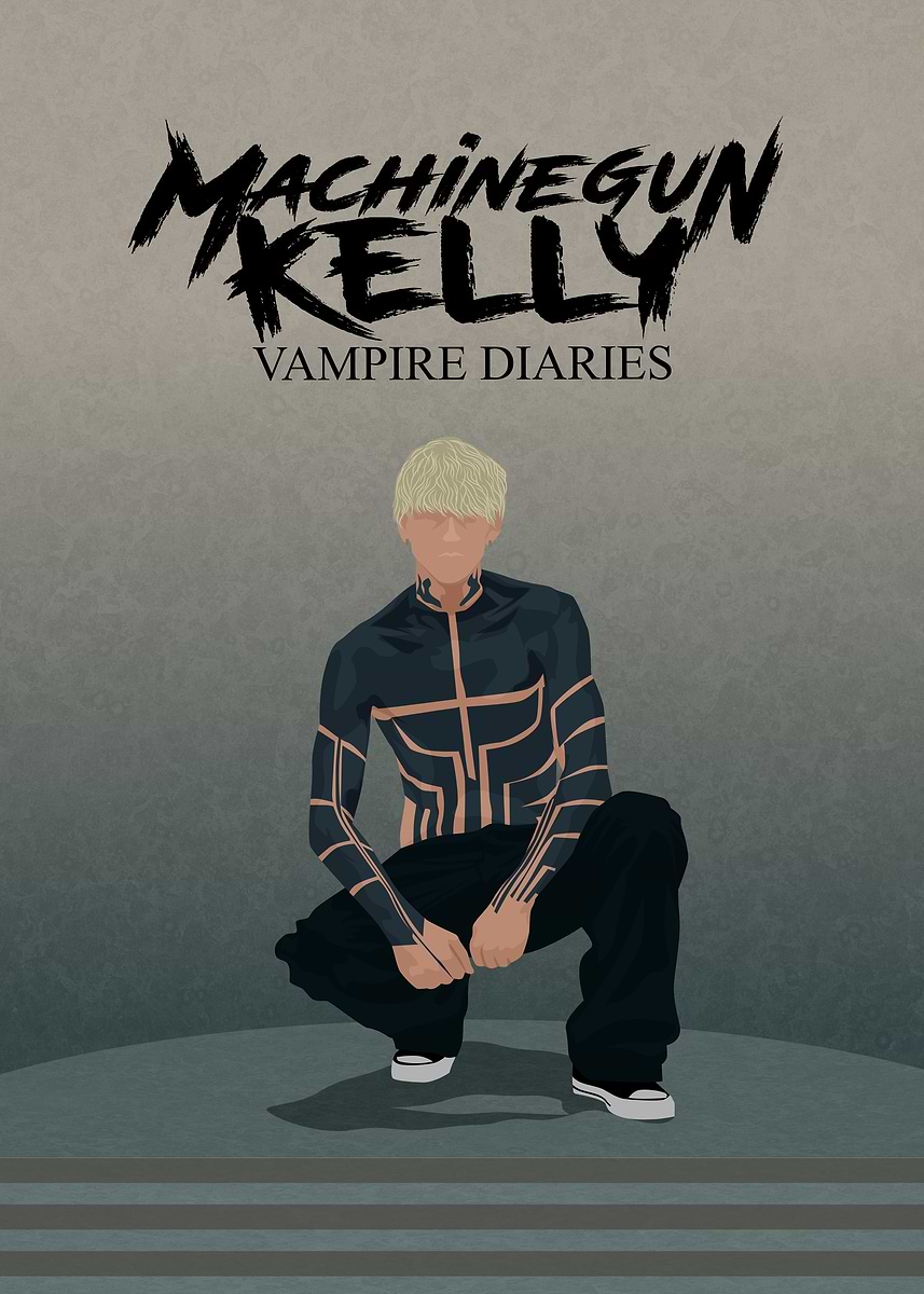 'Machine Gun Kelly Vampire Diaries Artwork' Poster, picture, metal ...