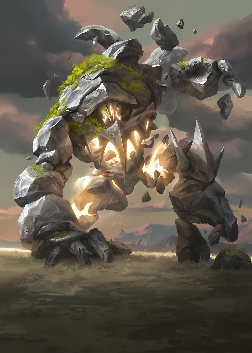 'Stone Golem Fantasy Art' Poster, picture, metal print, paint by ...