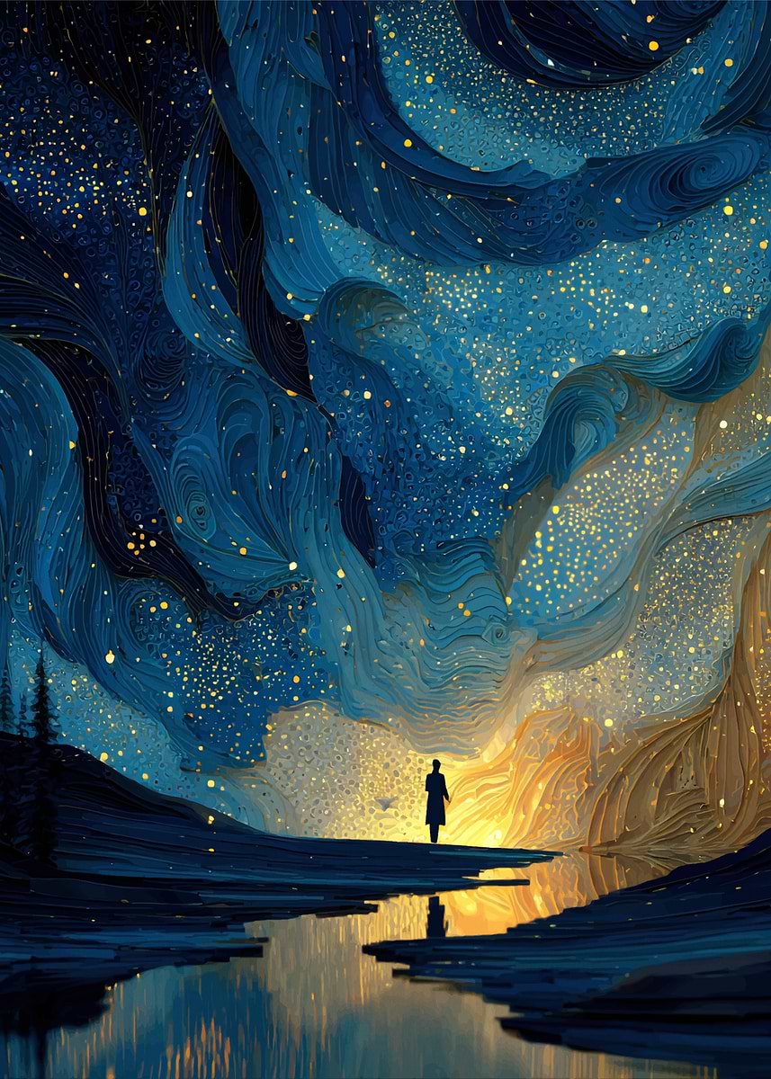 'Starry Night Silhouette' Poster, picture, metal print, paint by Owen ...