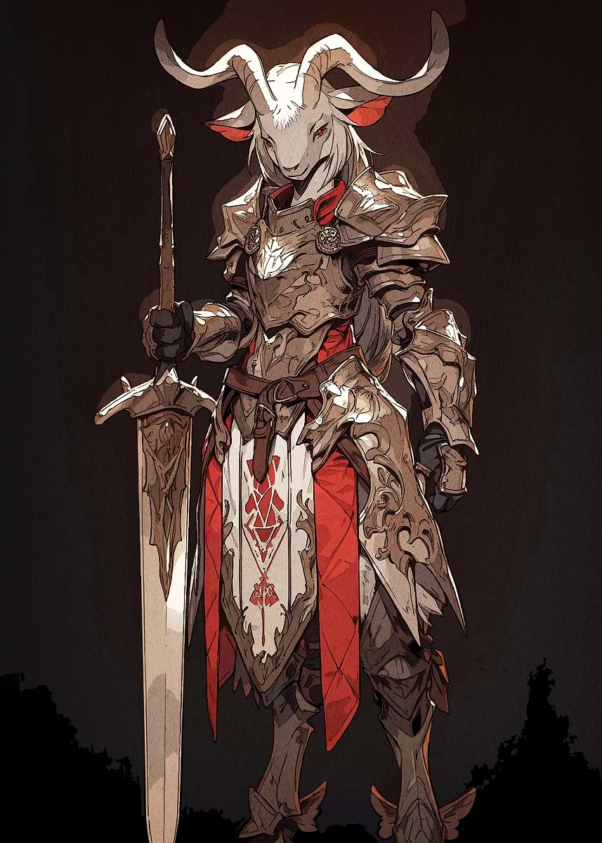 'Goat Knight Armor Sword' Poster, picture, metal print, paint by Pena ...