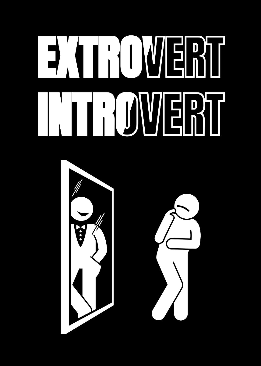 'Extrovert vs Introvert Illustration' Poster, picture, metal print ...