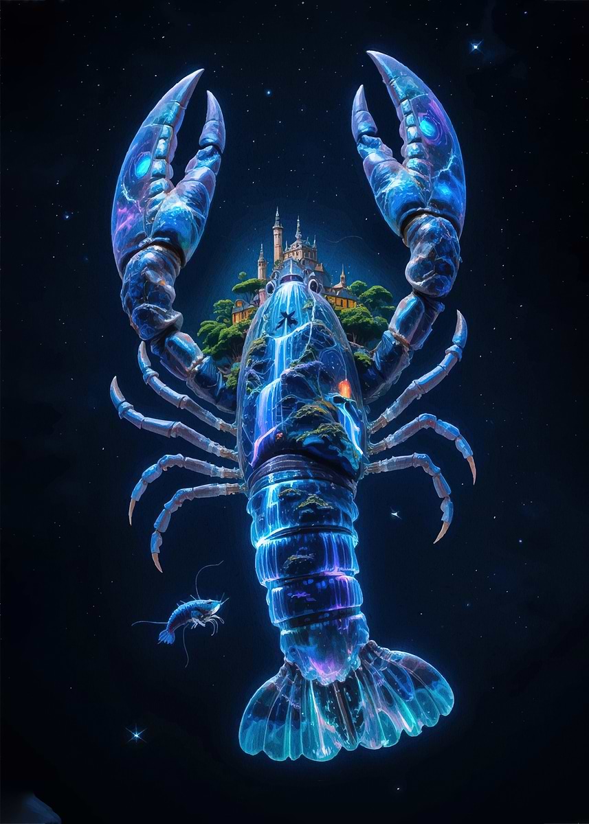 'Celestial Lobster Castle' Poster, picture, metal print, paint by Nile ...