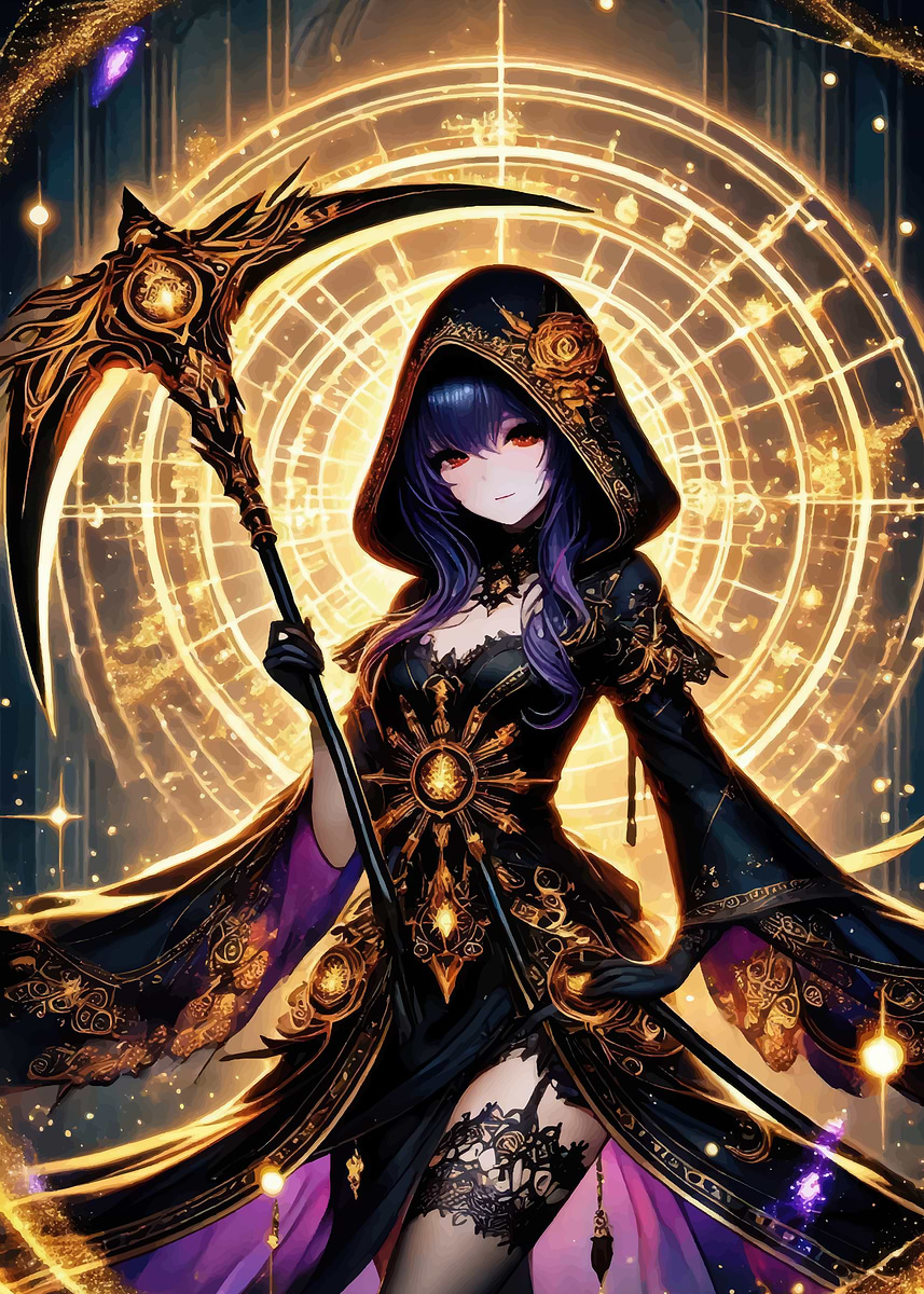 'Anime Grim Reaper Girl with Scythe' Poster, picture, metal print ...