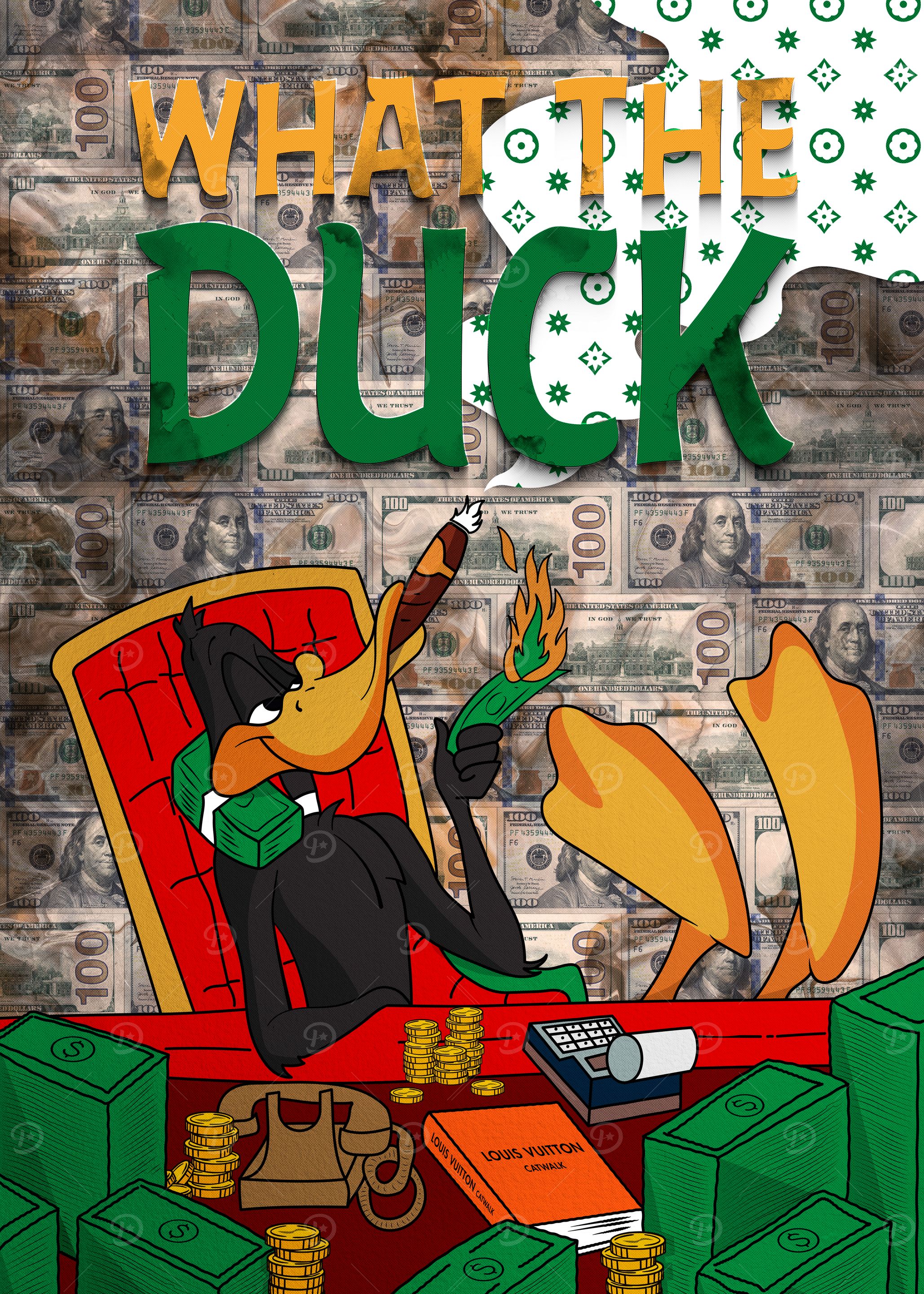 'Daffy Duck: What the Duck - Cartoon Wall Art - Money Art' Poster ...