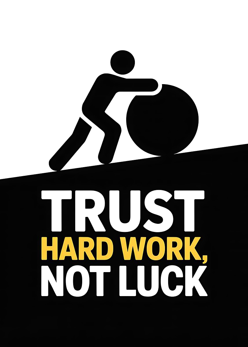 'Trust Hard Work, Not Luck' Poster, picture, metal print, paint by ...