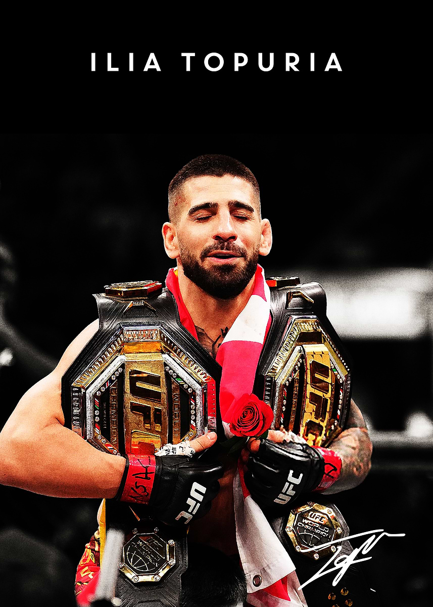 'Ilia Topuria' Poster, picture, metal print, paint by HomeandGardens ...