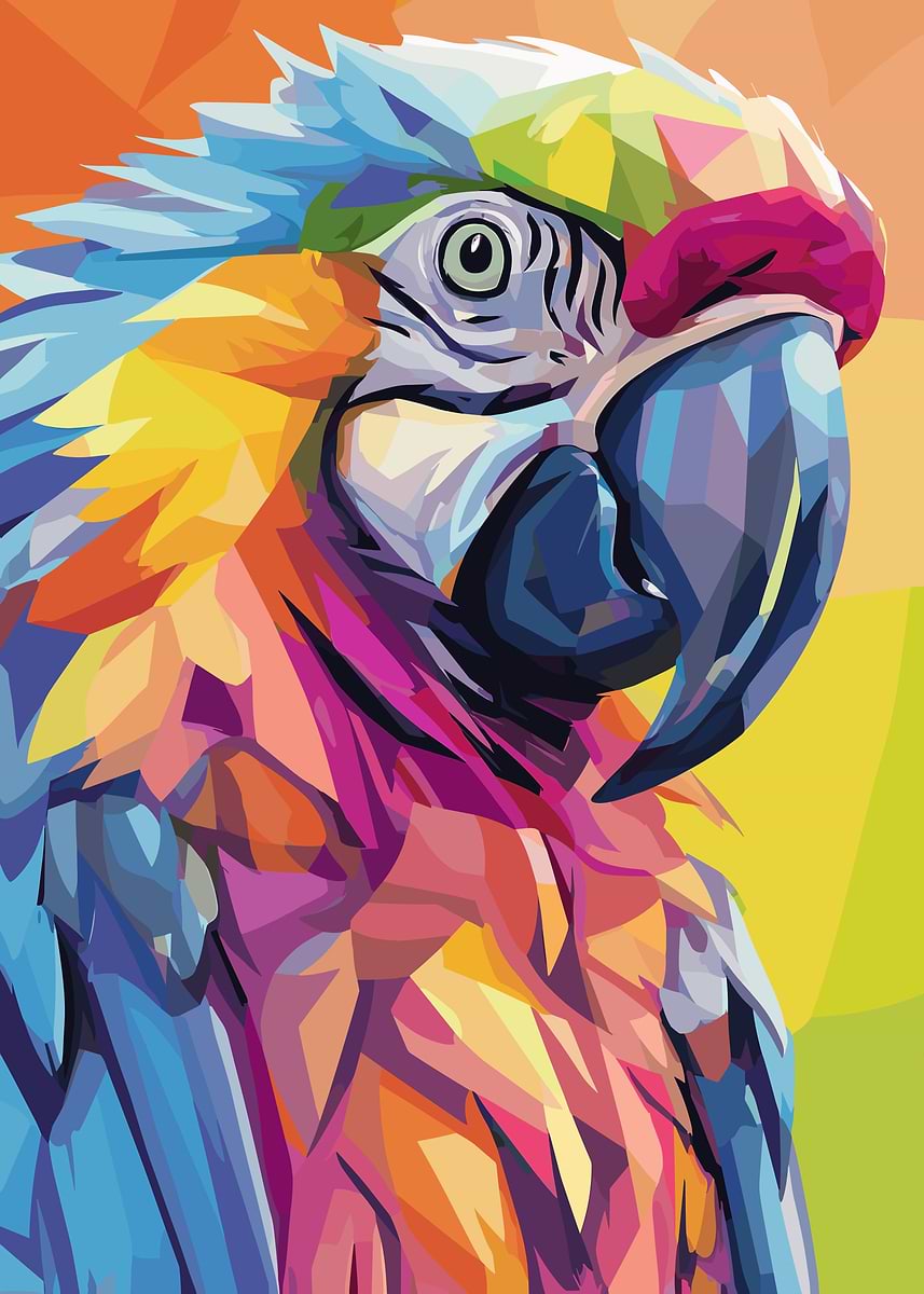 'Colorful Parrot Portrait' Poster, picture, metal print, paint by Brook ...