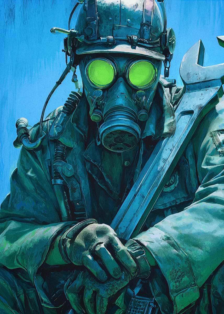 'Post-Apocalyptic Mechanic with Wrench' Poster, picture, metal print ...