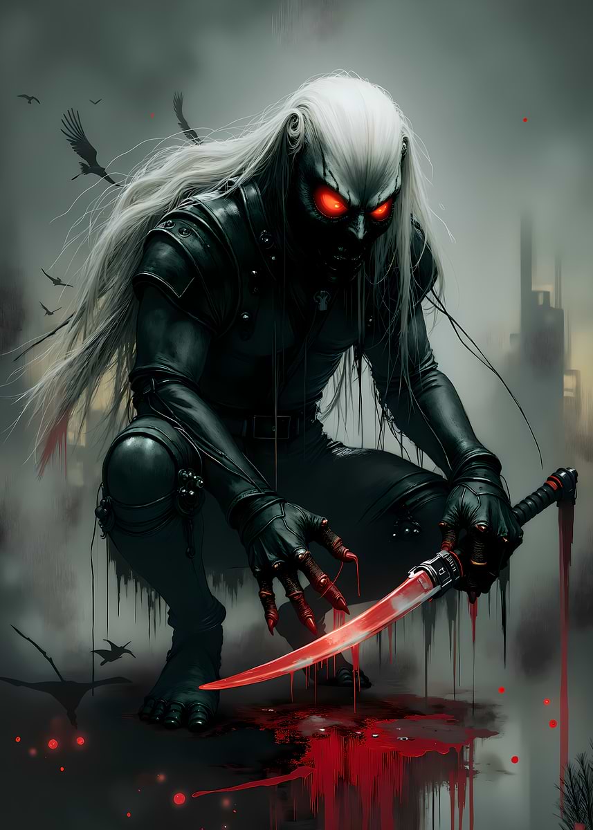'Bloody Vampire Assassin with Sword' Poster, picture, metal print ...