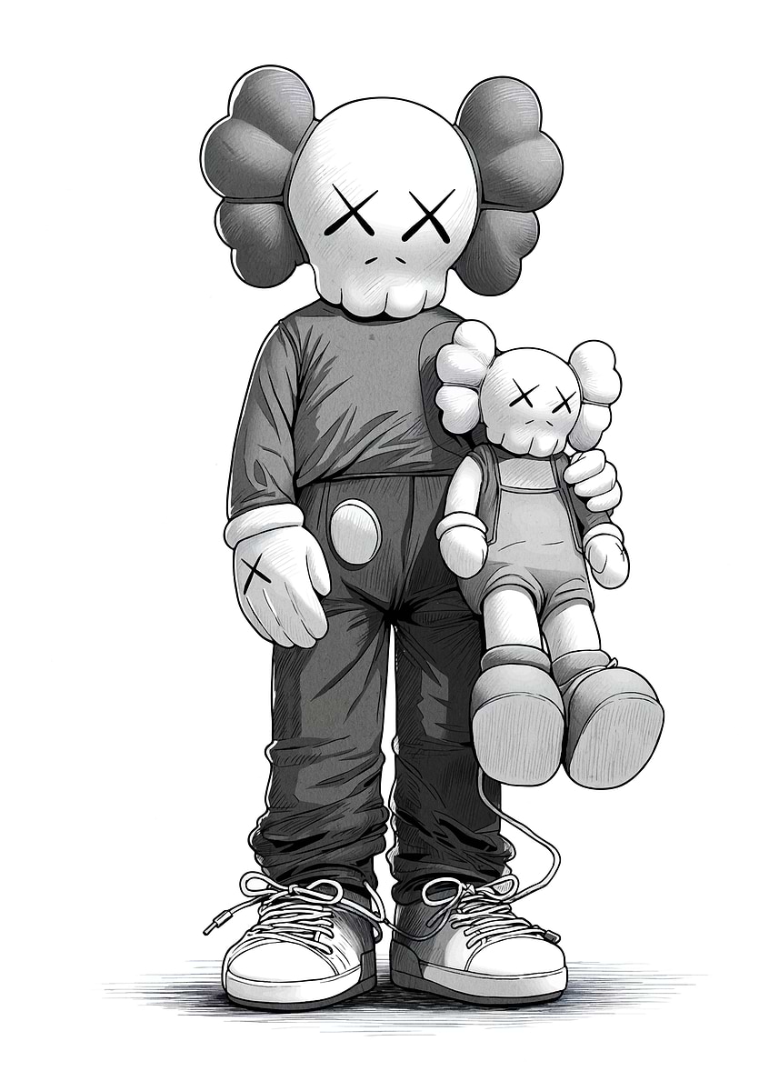 'KAWS Companion and Doll Illustration' Poster, picture, metal print ...