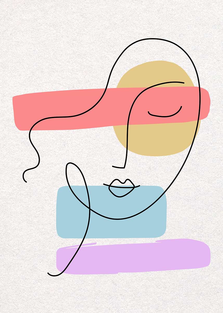 'Abstract Face Line Art with Shapes' Poster, picture, metal print ...