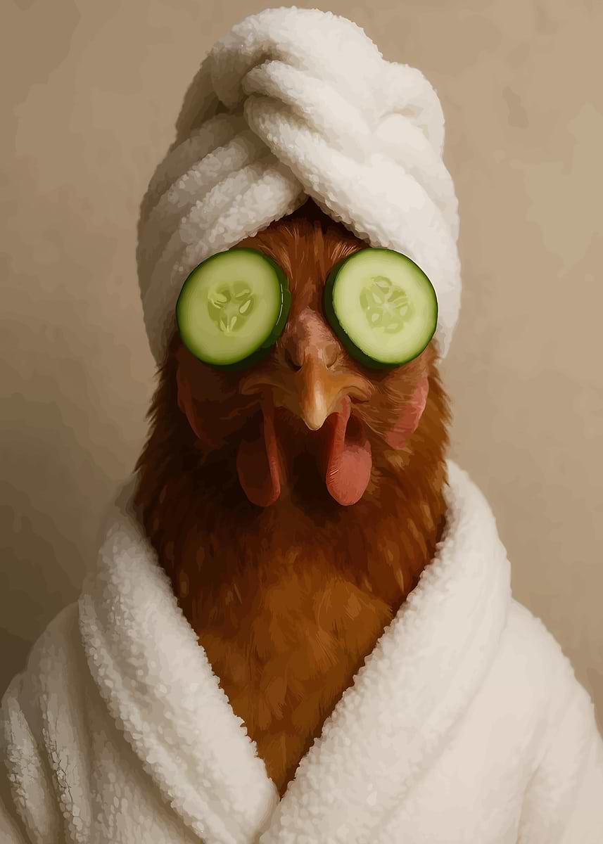 'Chicken Spa Day' Poster, picture, metal print, paint by dfrtilo | Displate