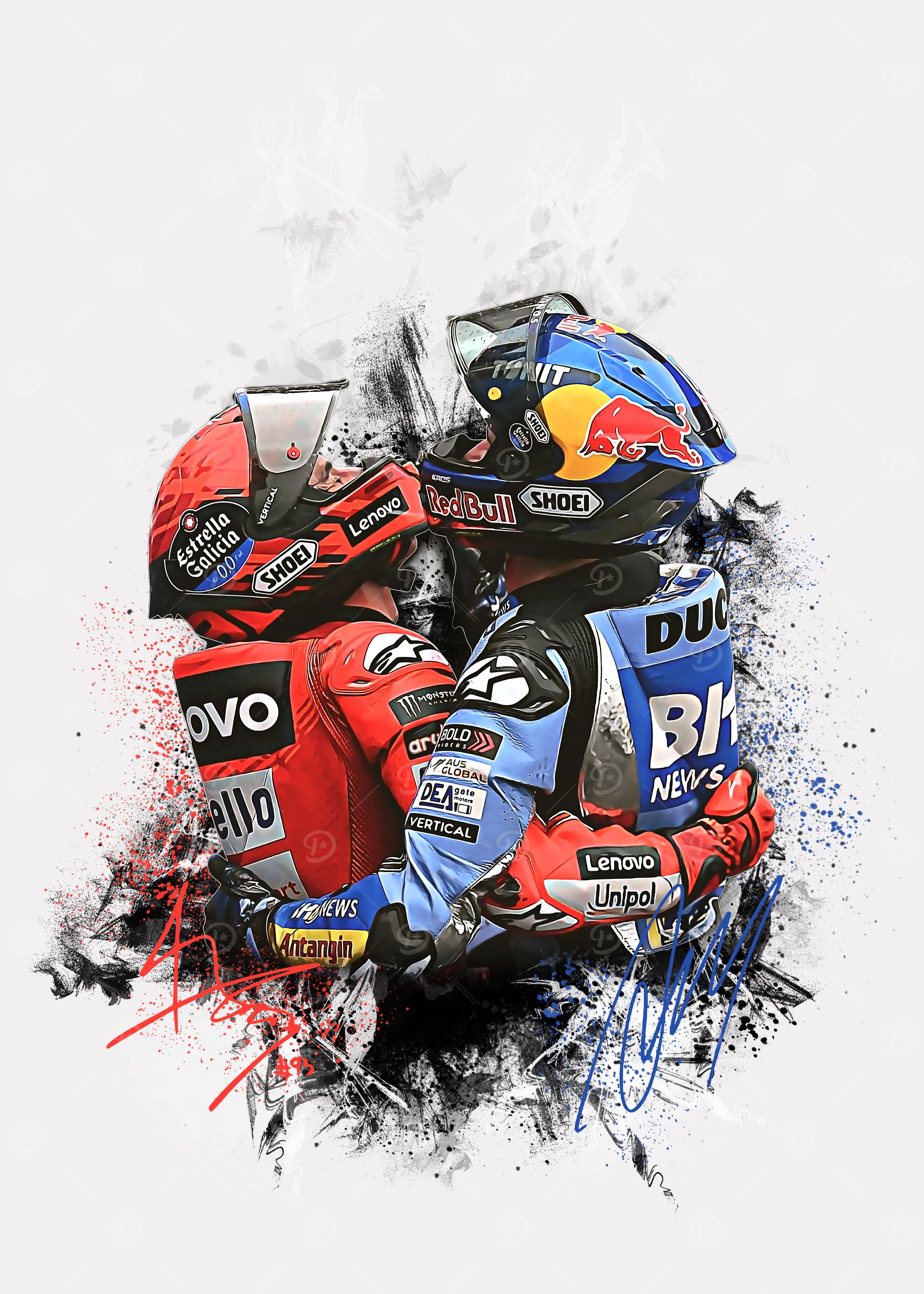 'Marc Marquez vs. Alex Marquez' Poster, picture, metal print, paint by ...