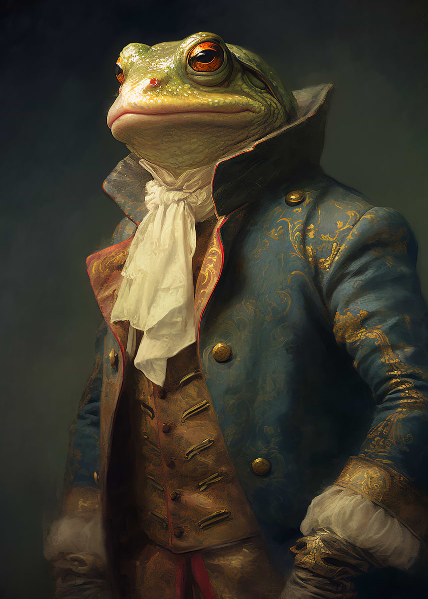 'Frog in Formal Attire Portrait' Poster, picture, metal print, paint by ...