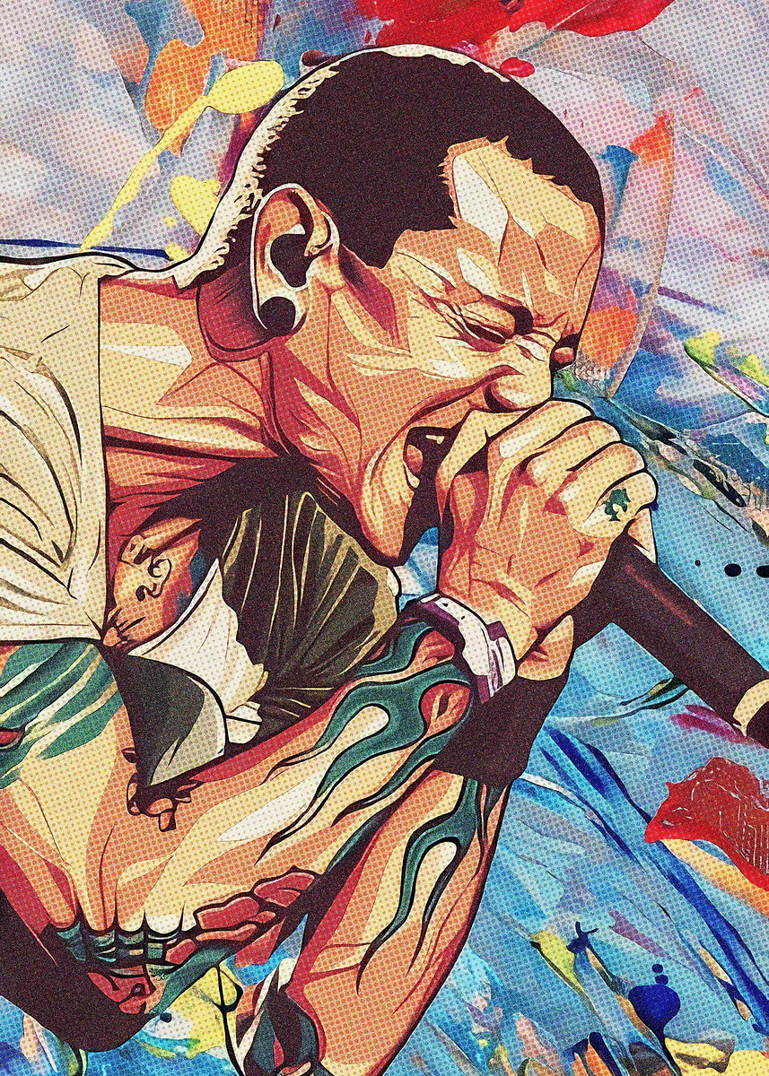 'Chester Bennington Singing Pop Art' Poster, picture, metal print ...