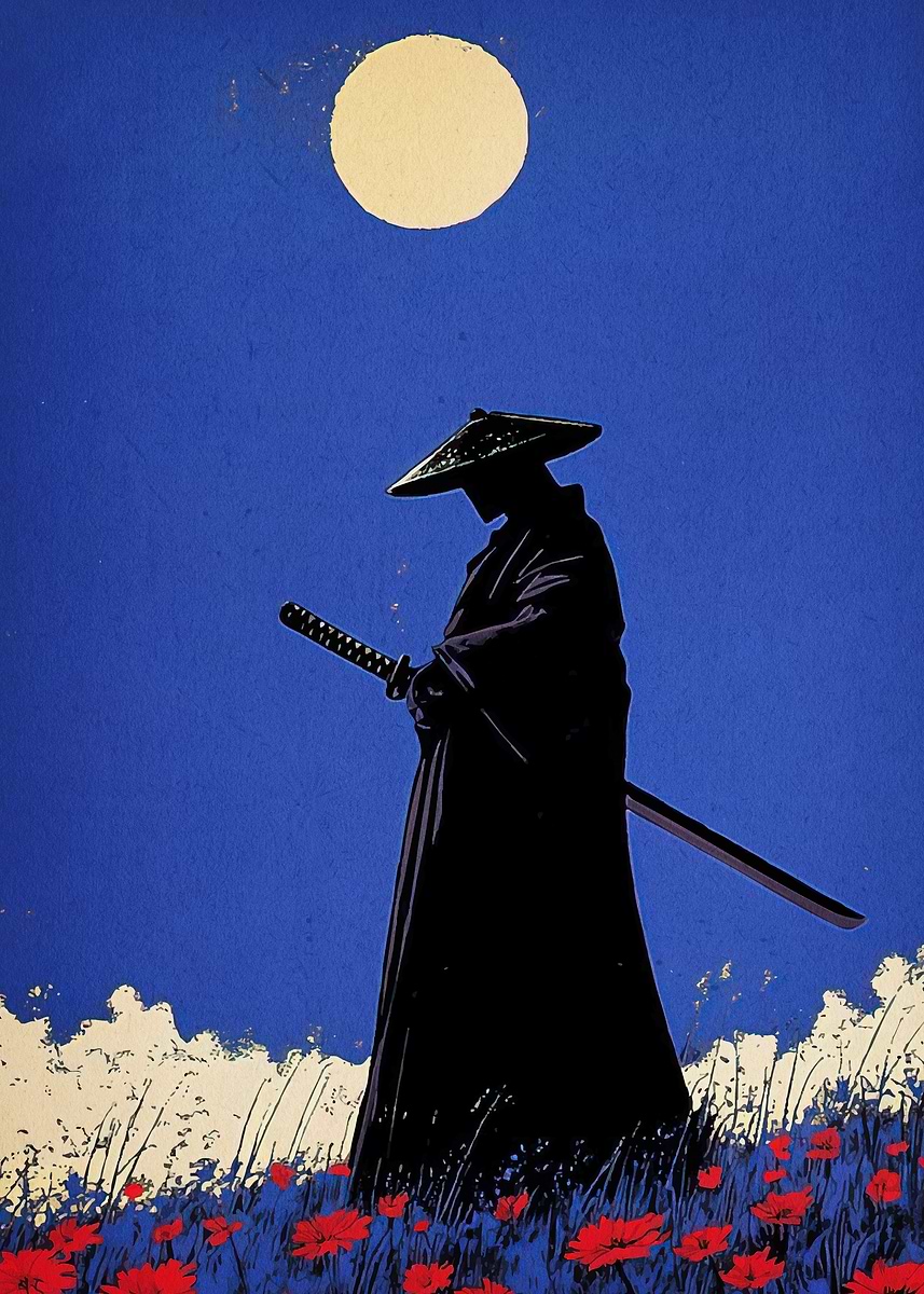 'Samurai Moonlight' Poster, picture, metal print, paint by Abiha Bolton ...