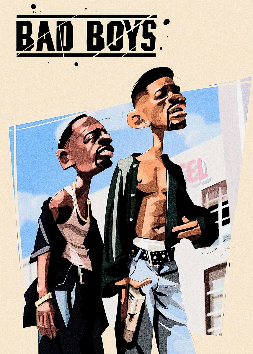'Bad Boys Cartoon Illustration' Poster, picture, metal print, paint by ...