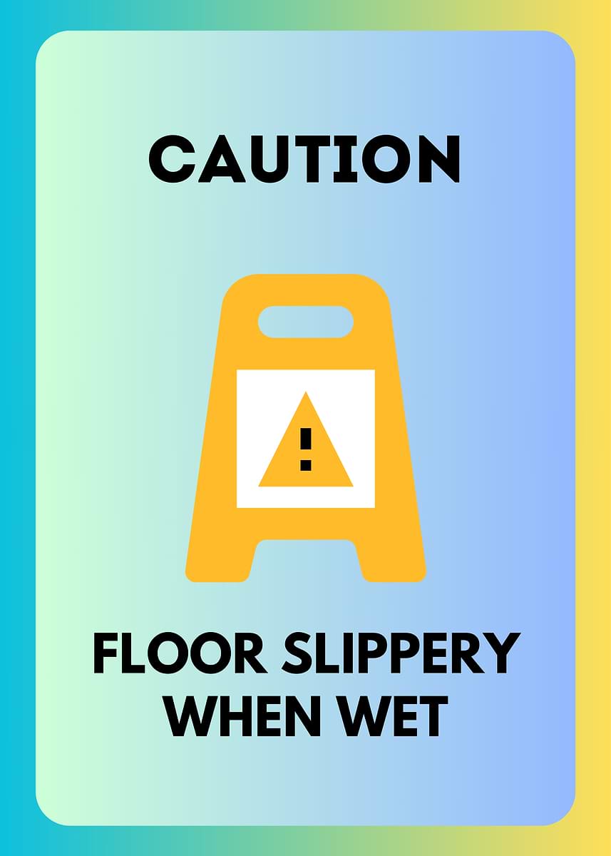 'Slippery When Wet Sign' Poster, picture, metal print, paint by ...