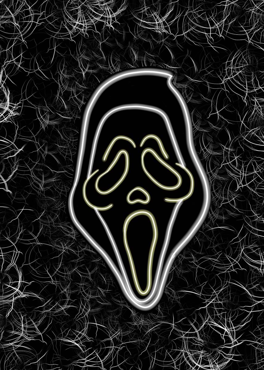 'Scream Ghostface Neon Art' Poster, picture, metal print, paint by ...