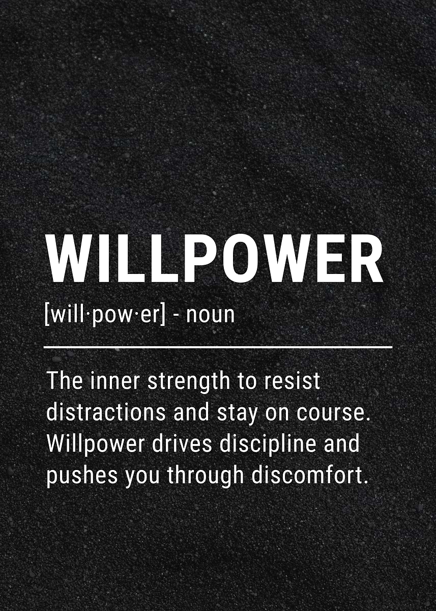 'Willpower Definition on Dark Background' Poster, picture, metal print ...