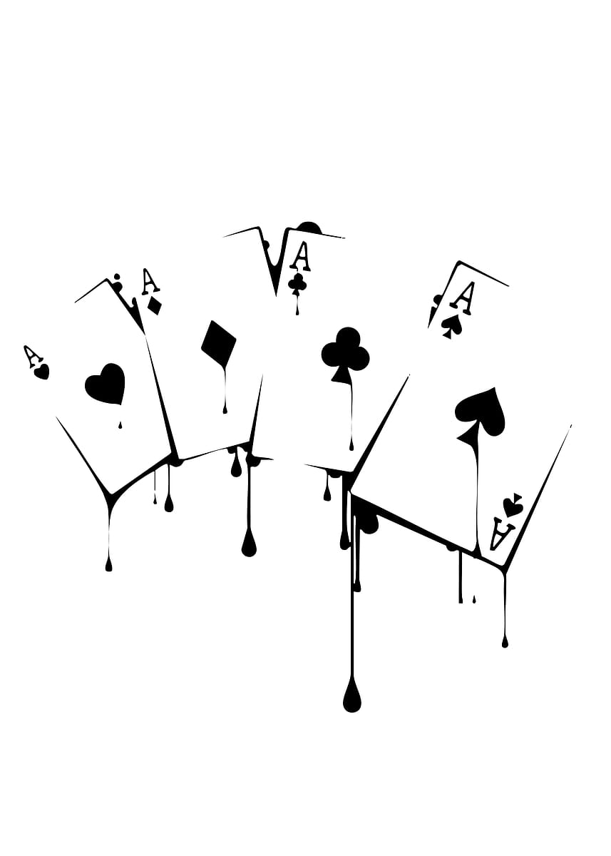 'Ace Cards Dripping Black Ink' Poster, picture, metal print, paint by ...