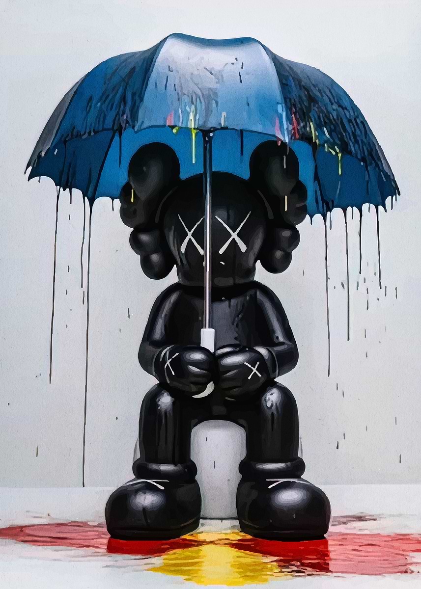 'KAWS Companion Under Umbrella' Poster, picture, metal print, paint by ...