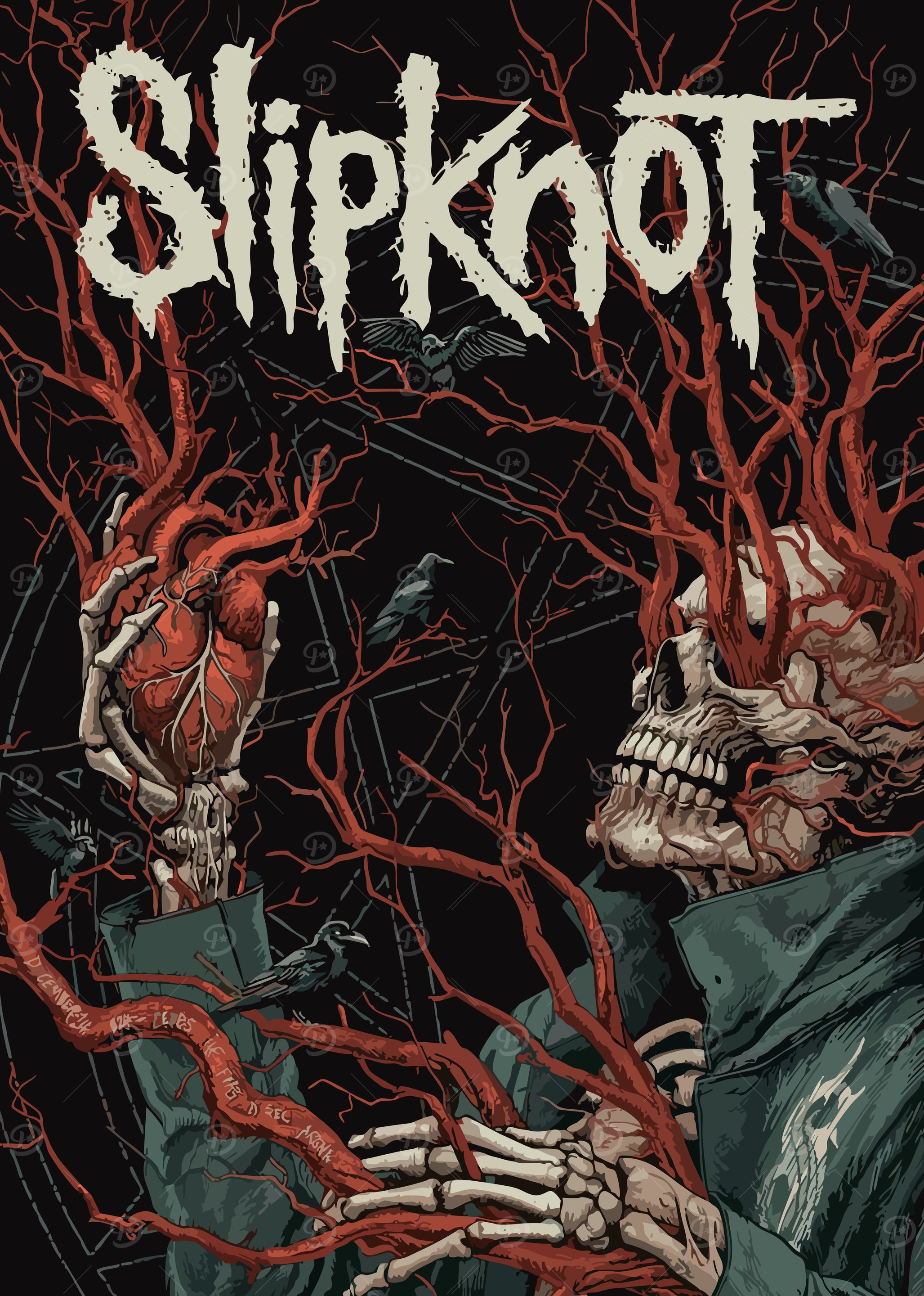 'Slipknot Artwork with Skulls and Ravens' Poster, picture, metal print ...