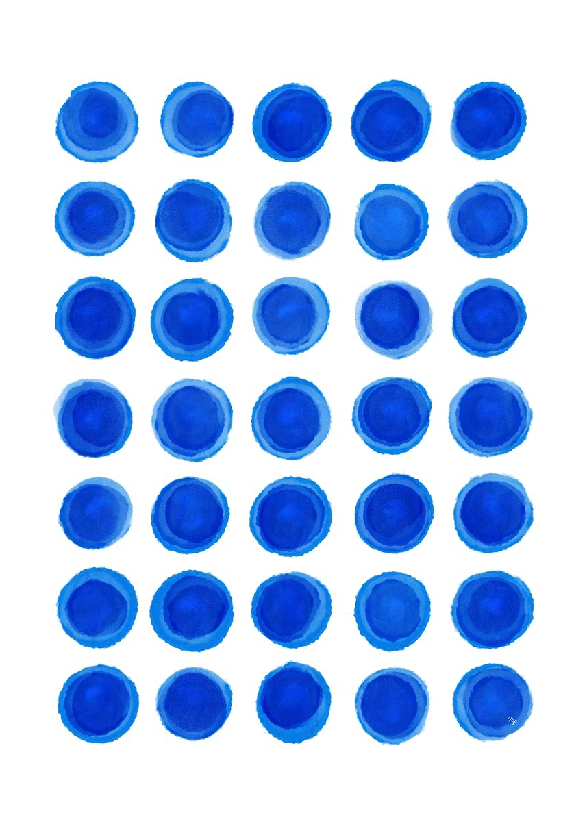 'Abstract Blue Watercolor Dots ' Poster, picture, metal print, paint by ...