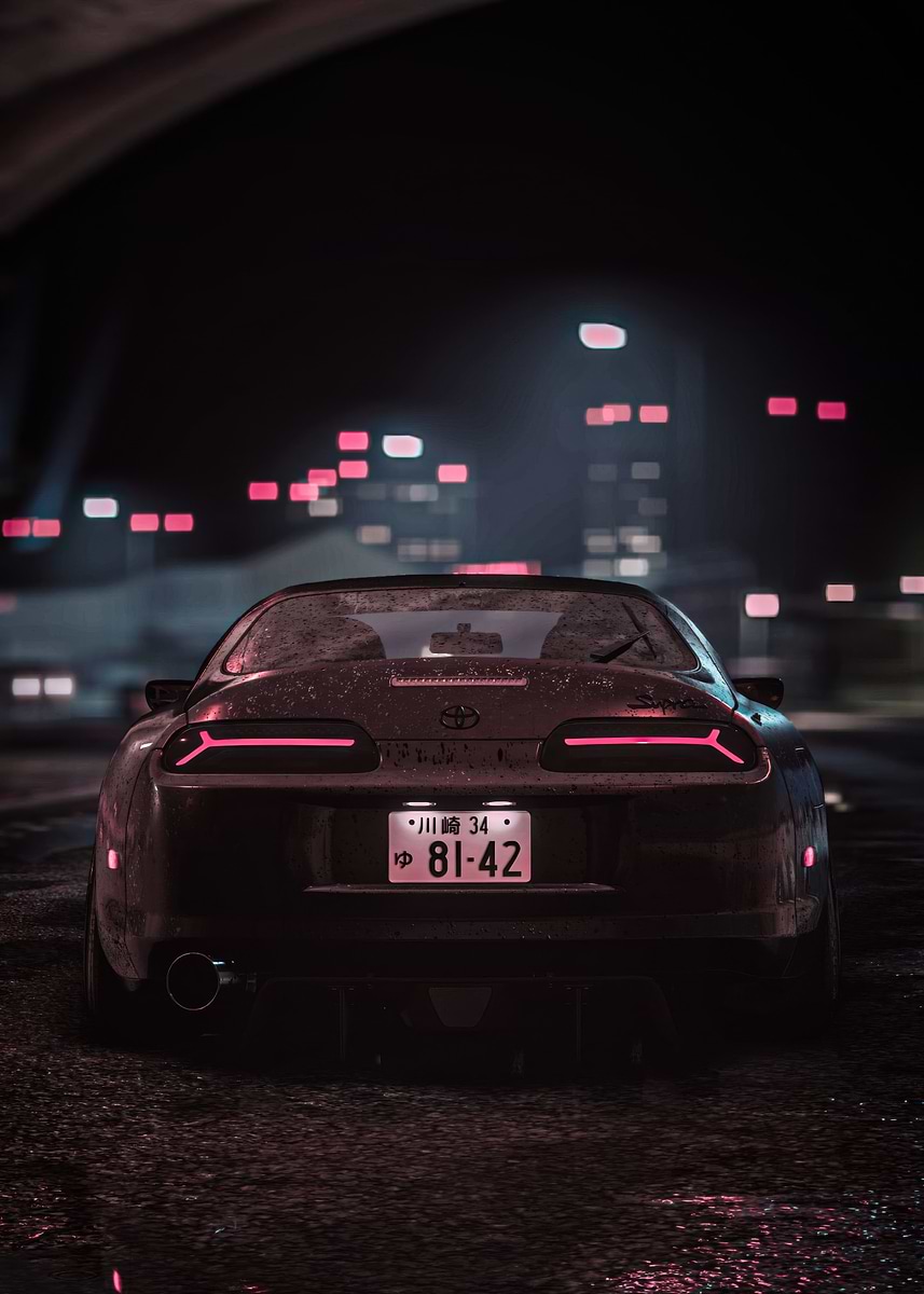 'Toyota Supra at Night' Poster, picture, metal print, paint by Richard ...