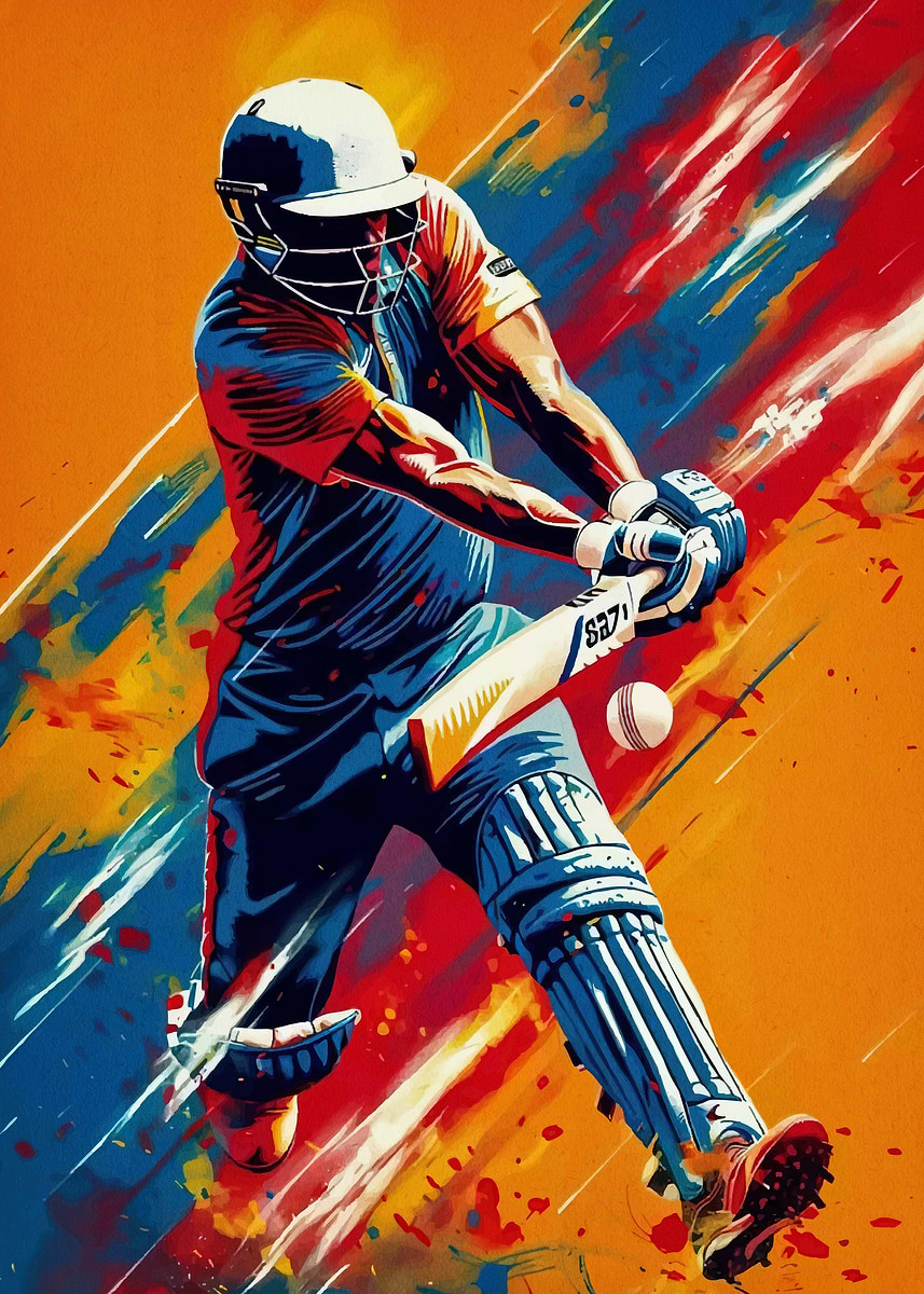 'Dynamic Cricket Player' Poster, picture, metal print, paint by Caoimhe ...
