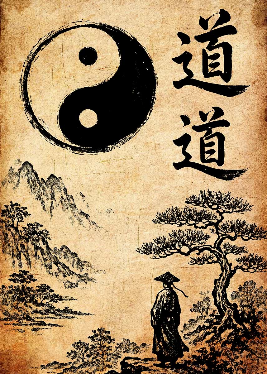 'Yin Yang Taoist Landscape Art' Poster, picture, metal print, paint by ...