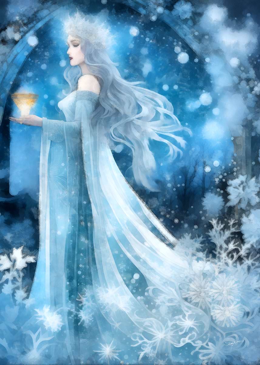 'Snow Queen Fantasy Art - Winter Magic Sorceress with Ice Crown ...