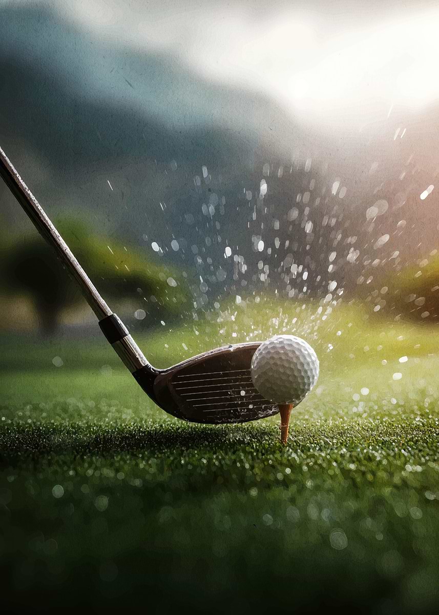 'Golf ball impact with club' Poster, picture, metal print, paint by ...