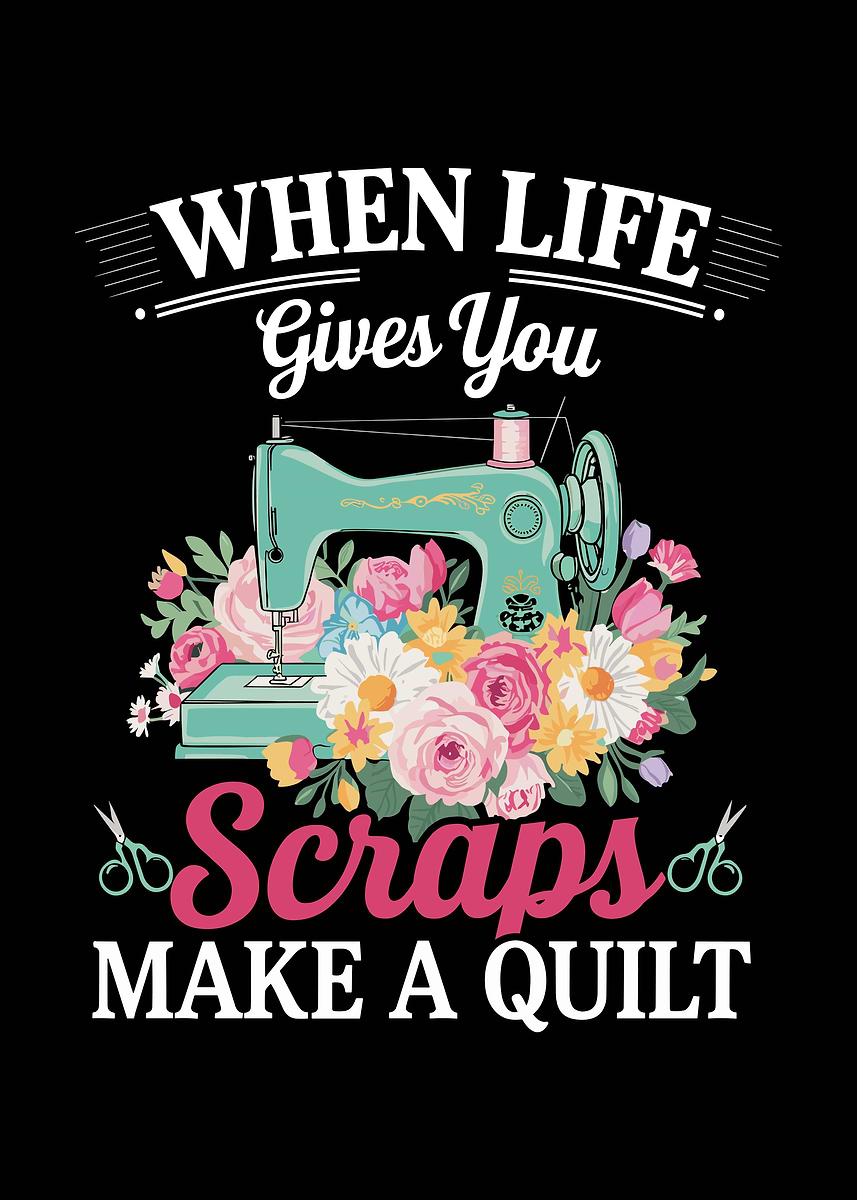 'Sewing Machine Quilt Scraps' Poster, picture, metal print, paint by motiv8 | Displate