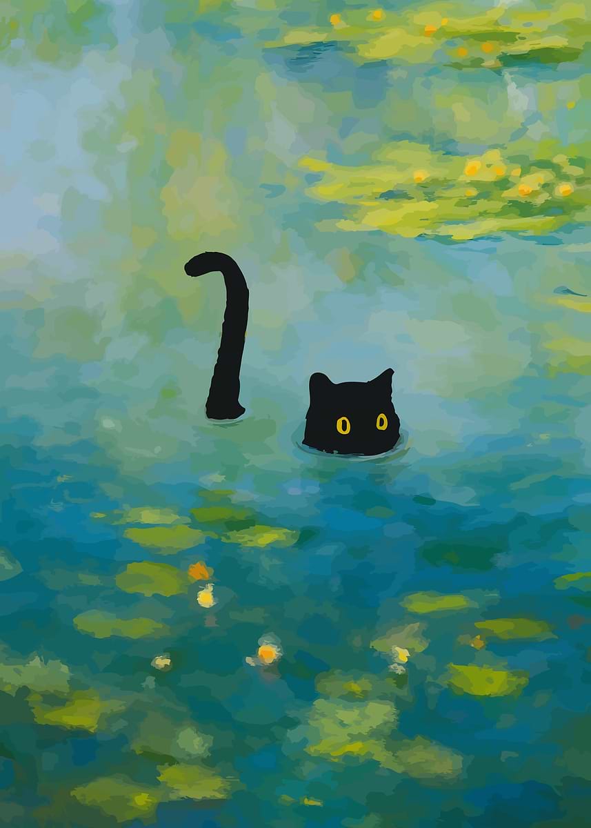 'Monet Cat Waterlily' Poster, picture, metal print, paint by Vira Cocha ...