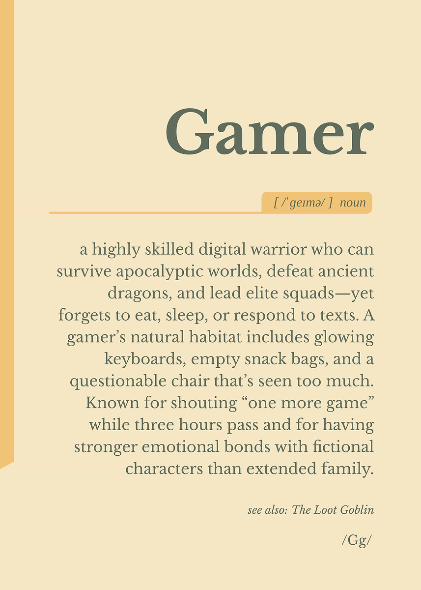 'Gamer Definition' Poster, picture, metal print, paint by EKIM | Displate