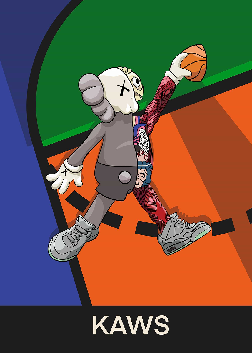 'KAWS Basketball Anatomy' Poster, picture, metal print, paint by Black ...