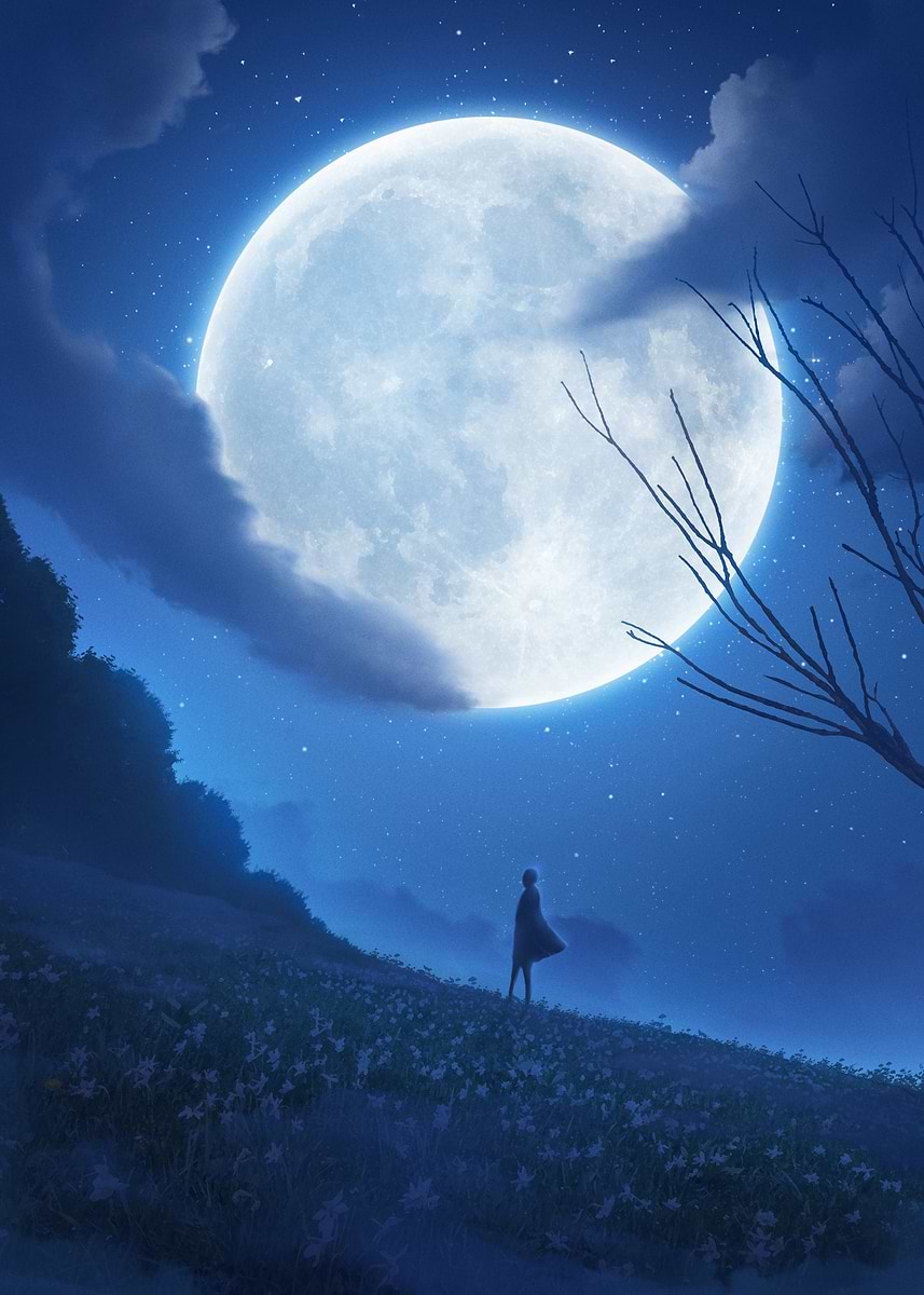 'Moon watcher ' Poster, picture, metal print, paint by Miraz Sharif ...