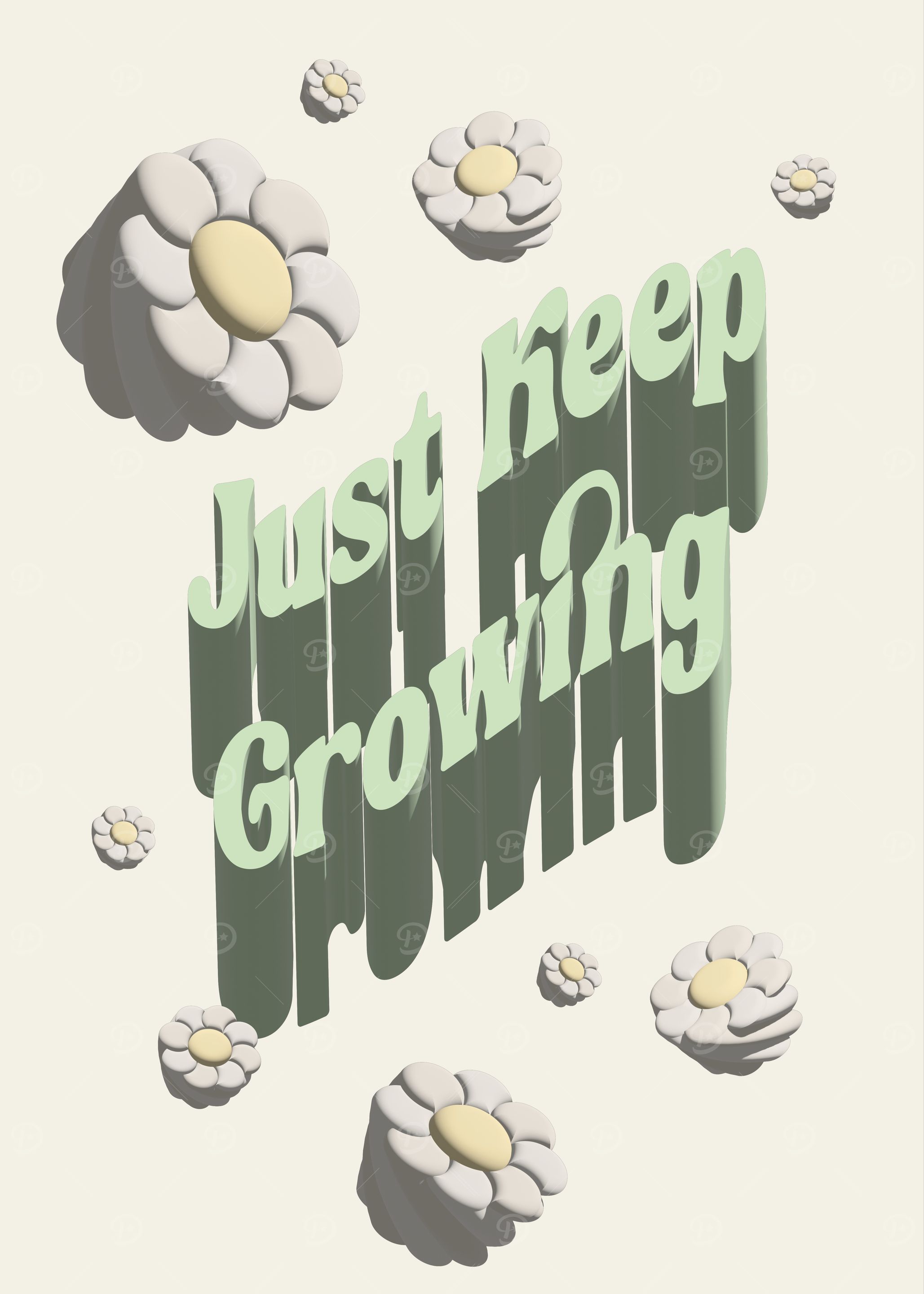 'Just Keep Growing Floral Art' Poster, picture, metal print, paint by ...