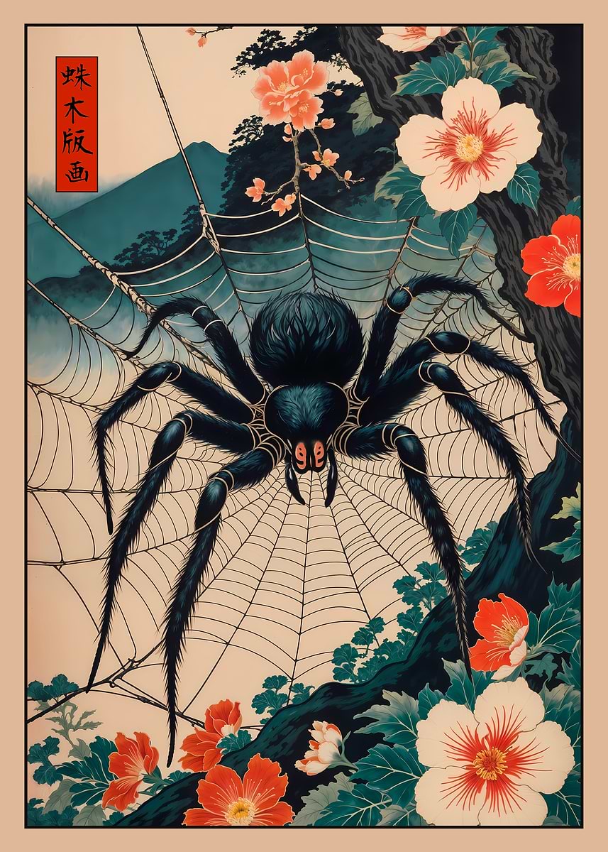 'Spider Japanese Ukiyo-e' Poster, picture, metal print, paint by Illust ...
