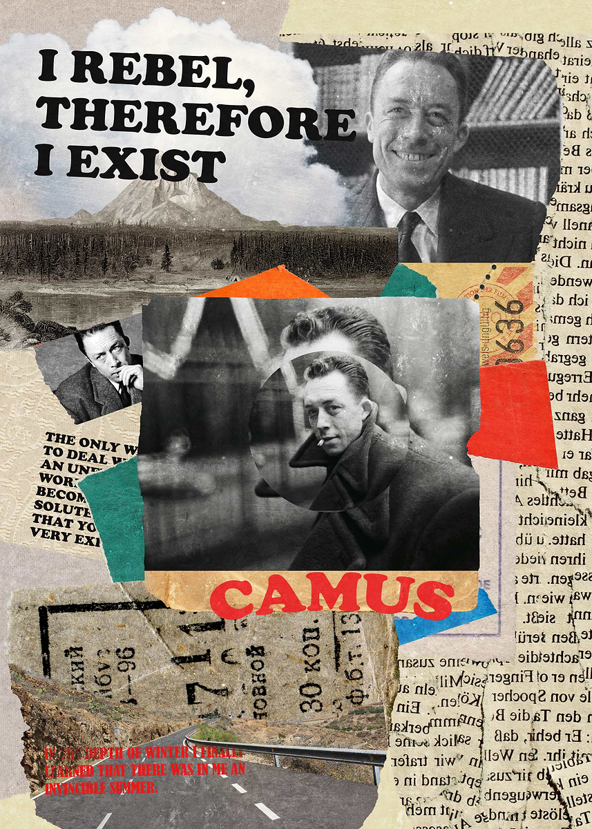 'Albert Camus Collage' Poster, picture, metal print, paint by ZARIK ...