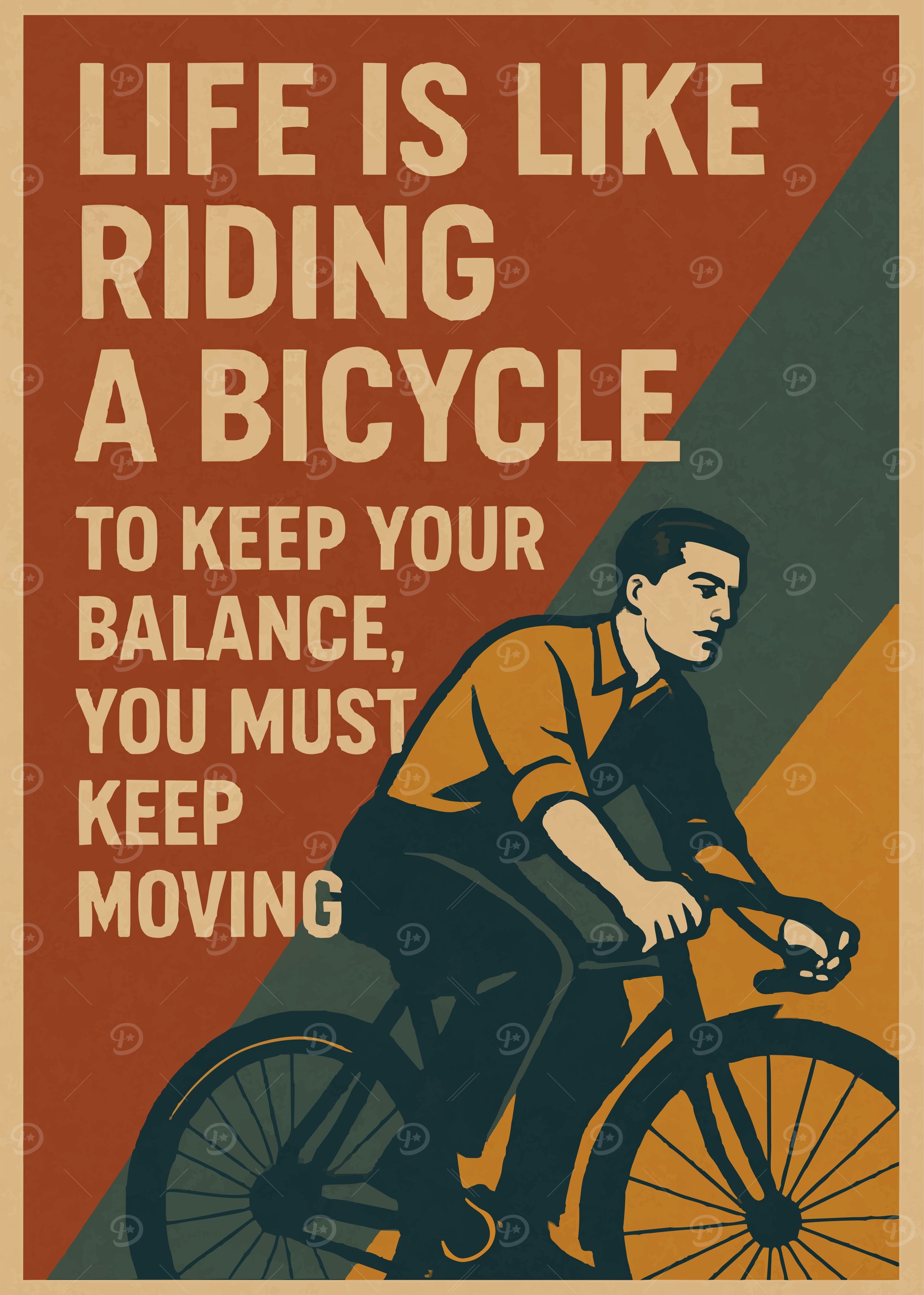 'Life is Like Riding a Bicycle' Poster, picture, metal print, paint by ...