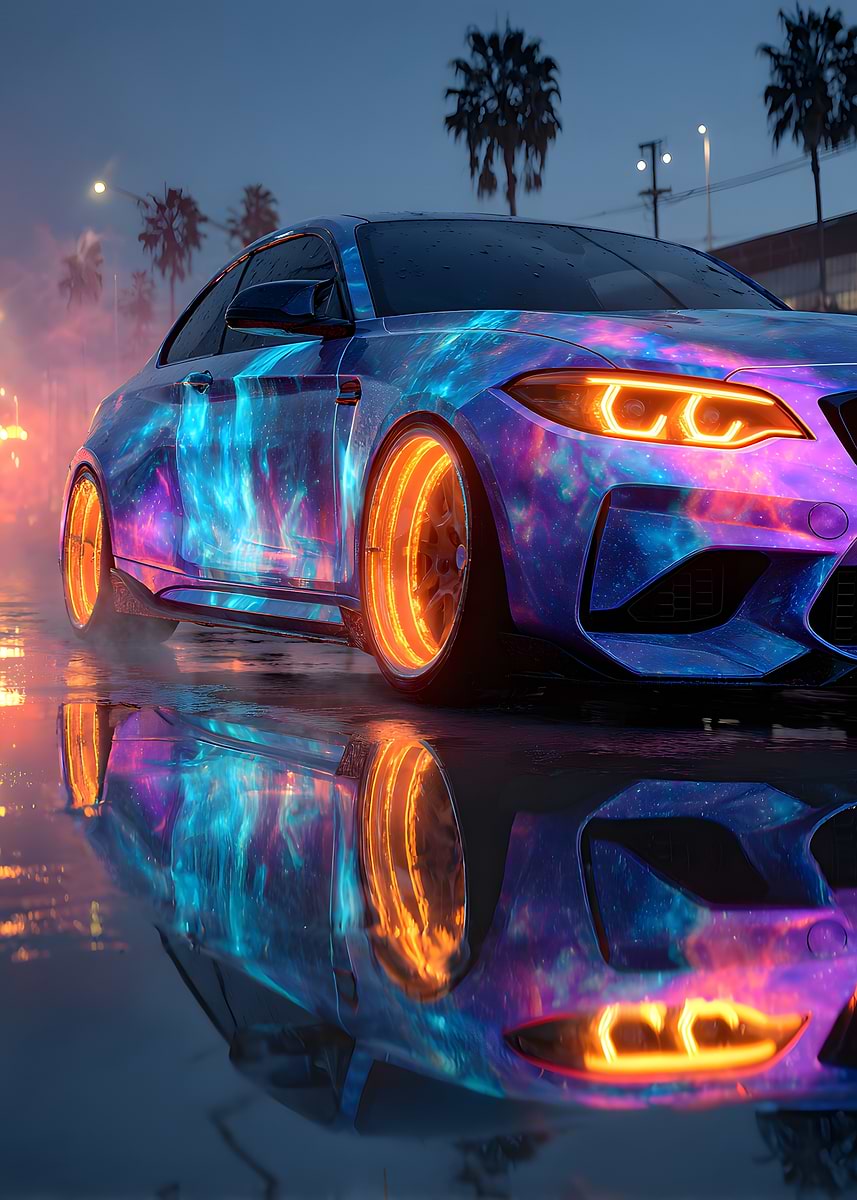 'Galaxy BMW Car Reflection' Poster, picture, metal print, paint by ...